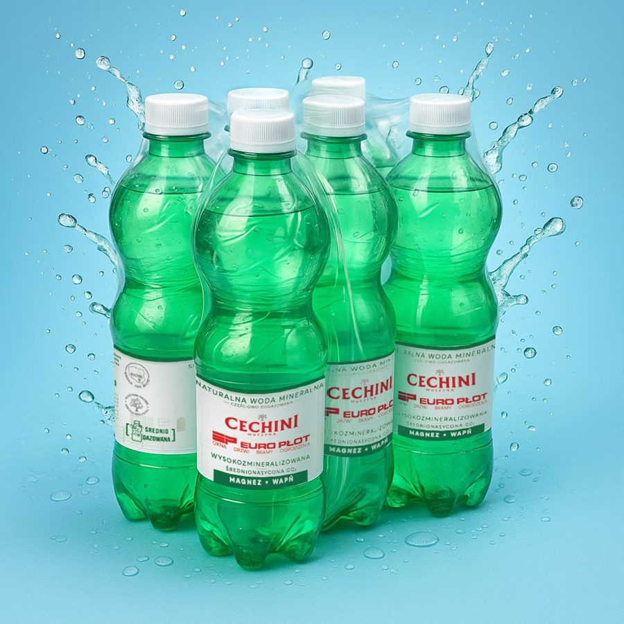 Woda wysokozmineralizowana średnionasycona Cechini x Euro-Płot butelka 1L x 6 (zgrzewka) 1L ...